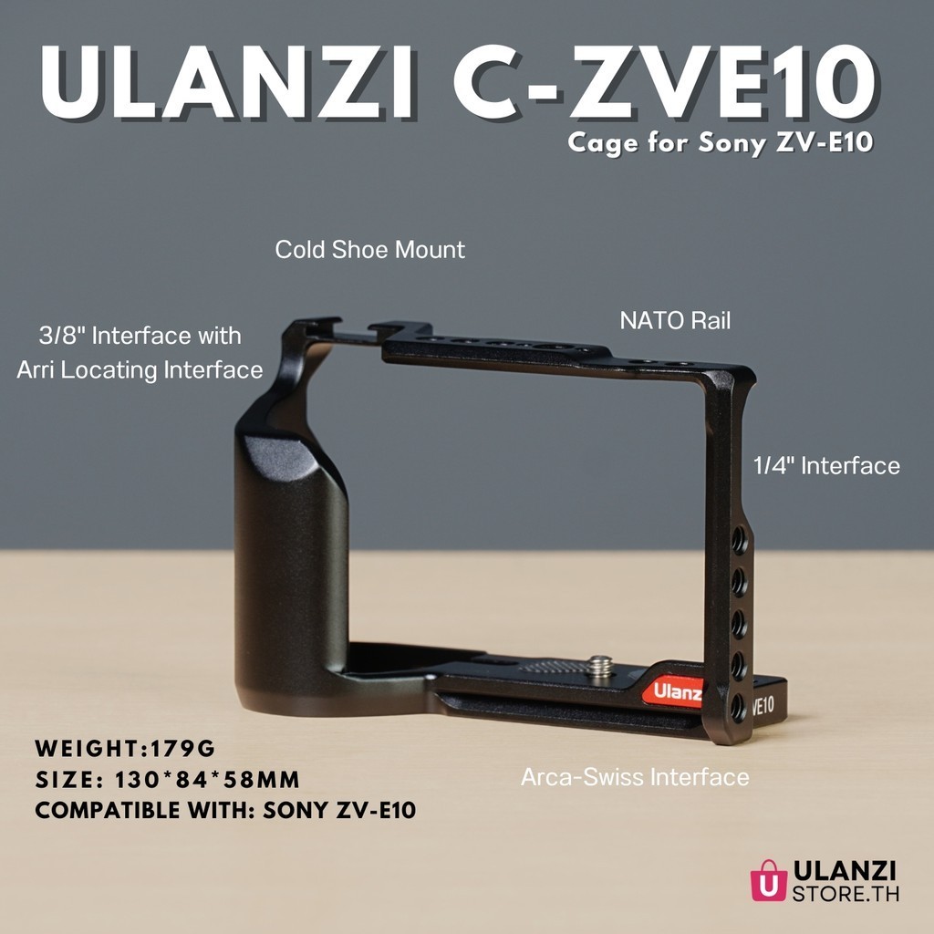 Ulanzi C-ZVE10 cage for ZV-E10 เคสสำหรับกล้อง Sony ZV-E10 หัวแบบ Arca ...