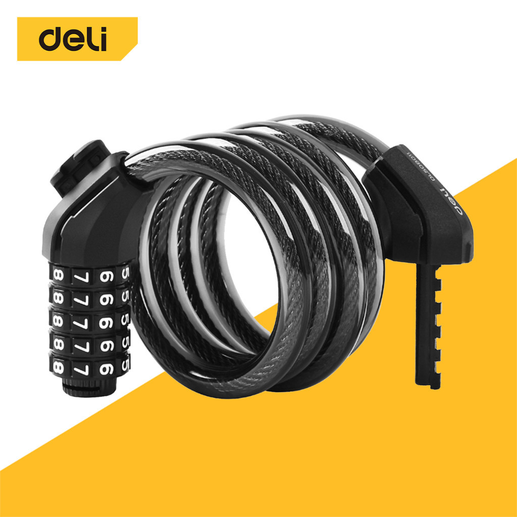 Deli พกพาง่าย กันสนิม สายล็อคจักรยาน ที่ล็อคจักรยาน ล็อคจักรยาน สายล็อค ...