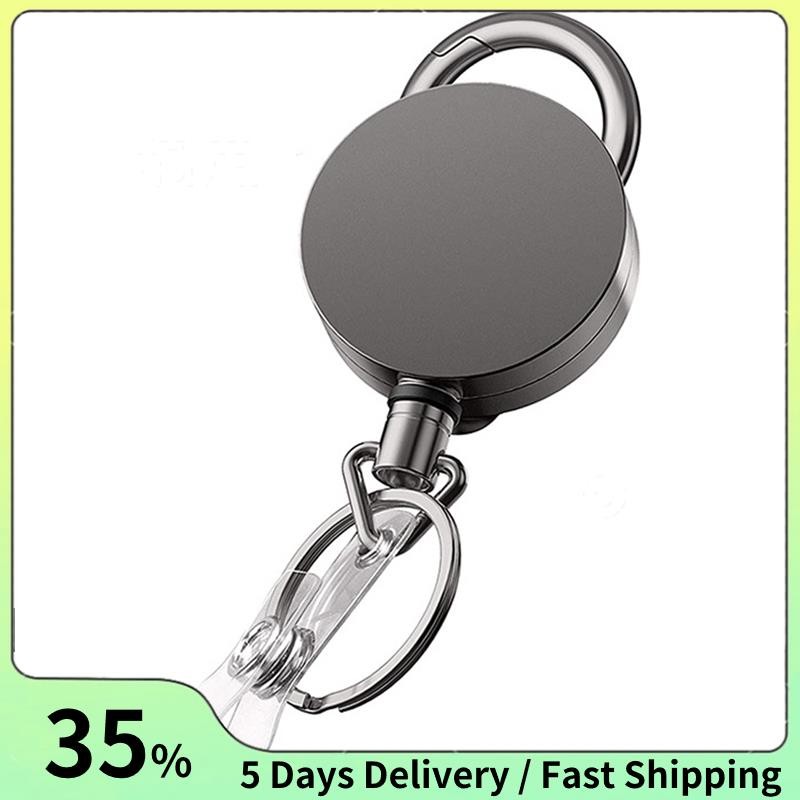 Telescopic Burglar Chain Key ผู้ถือพวงกุญแจแหวนกลับ Retractable Key ...
