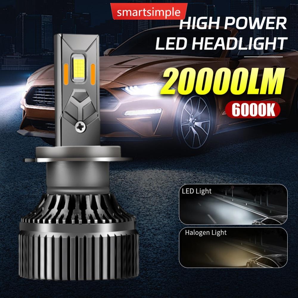 Smartsimple 1 PC รถ LED ไฟหน้า H1 H8 H11 HB3 HB4 9005 9006 H4 H7 ไฟ LED 6000K Auto LED โคมไฟวิ่ง ...