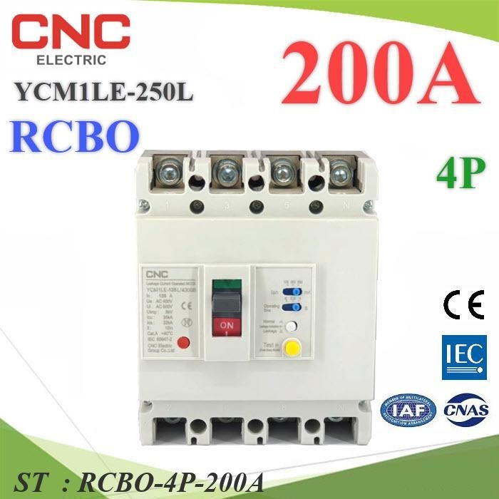 200A 4P RCBO AC Residual Current Circuit Breaker with Overcurrent ...