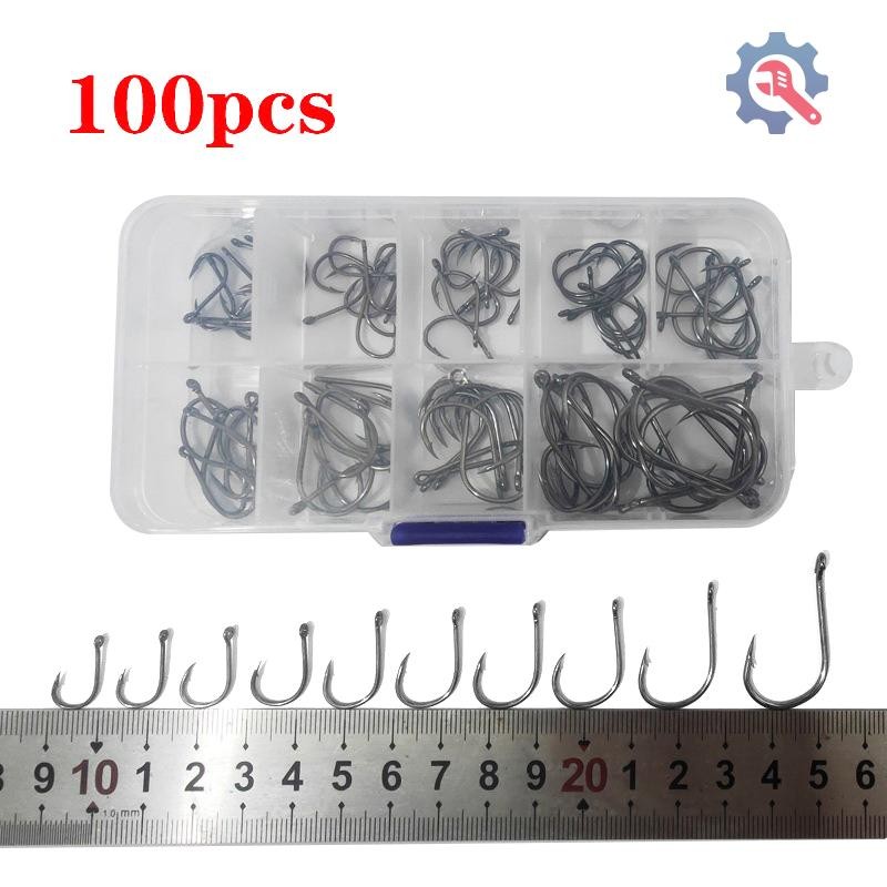 [GEX] 100 ชิ้นตะขอตกปลาชุดวงกลมเดี่ยว Fishhook Fly ตกปลา Jip Barbed ปลาคาร์พตะขอ Sea Tackle ...