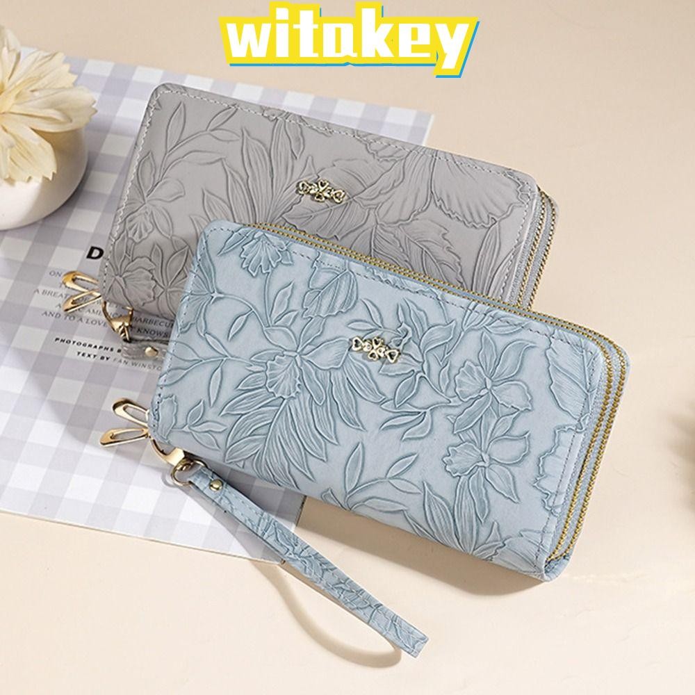 Witakey กระเป๋าสตางค์สตรียาว, กระเป๋าซิปคู่มัลติฟังก์ชั่นผู้ถือบัตร, ของขวัญนูนผู้ถือบัตรความจุ ...