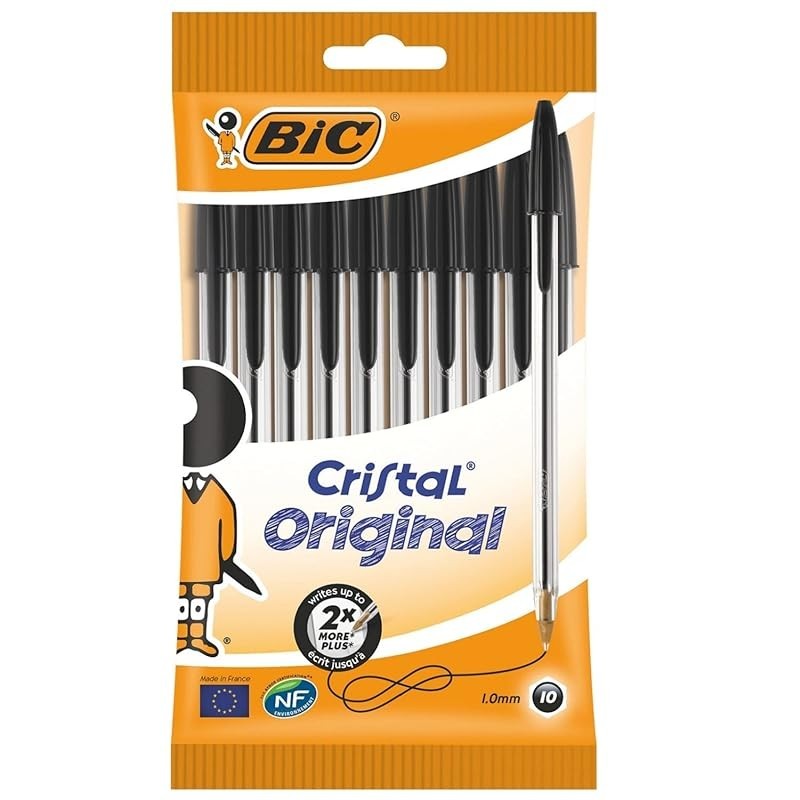 Bic Japan Bic Crystal Medium 1.0mm Oil-Based Ballpoint Pen, Black, 10 ...