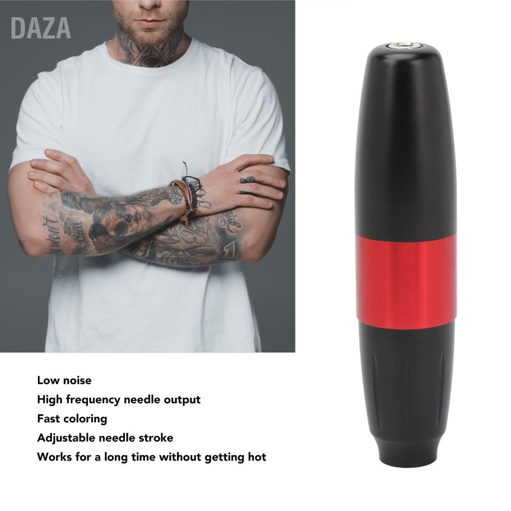 DAZA อลูมิเนียมอัลลอยด์โรตารีสักปากกามืออาชีพปรับDCมอเตอร์เครื่องสัก ...