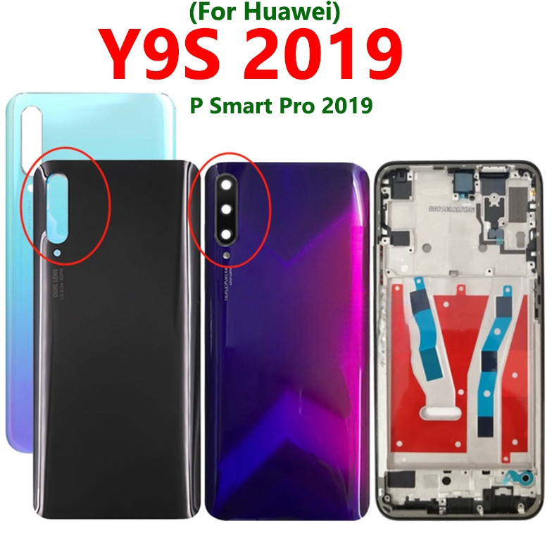 ฝาหลังกรอบสําหรับ Huawei Y9S LCD ด้านหน้ากรอบกลางฝาครอบแบตเตอรี่พร้อม ...