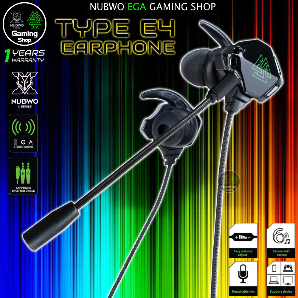🎮 GAMING NUBWO EGA TYPE E4 IN EAR Earphone Gaming หูฟังอินเอียร์ ใช้งานง่าย พกพาสะดวก เหมาะ ...