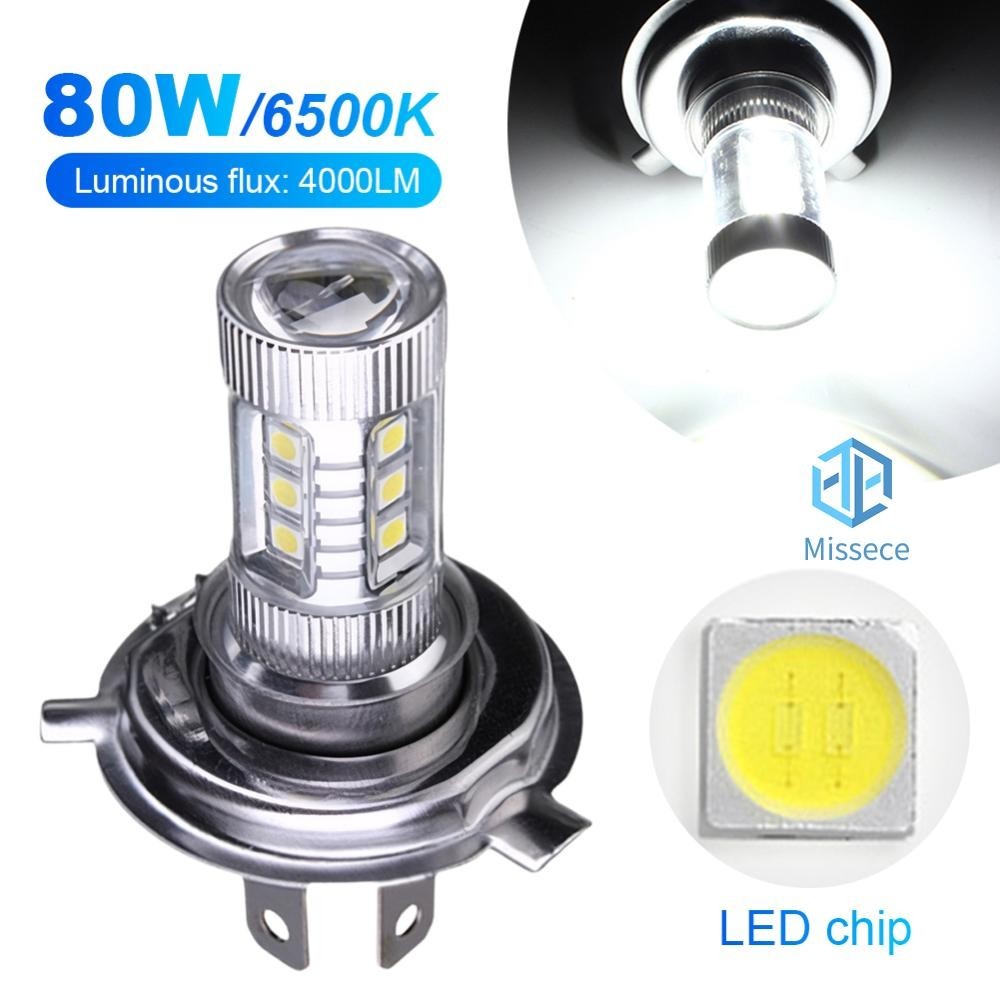 หลอดไฟหน้า LED H4 Super White 6000-6500K DRL 4000LM 80W [Missece.th ...