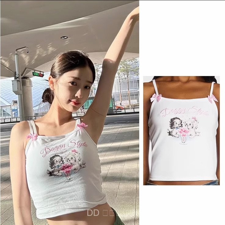 ดอลล์สกิล เสื้อกล้ามพิมพ์สุนัขสำหรับผู้หญิง ฤดูร้อน เสื้อกล้ามสั้นหวาน ...