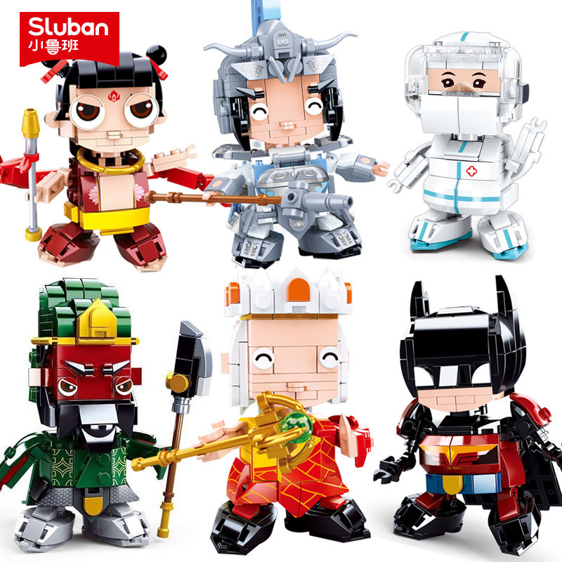 ขนาดเล็ก Luban ประกอบอาคารบล็อกใช้งานร่วมกับ Lego Mini Mecha Goku Nezha ...