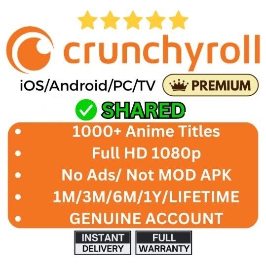 【พร้อมส่ง】Crunchyroll Premium Account Lifetime iOS MacBook Android ...