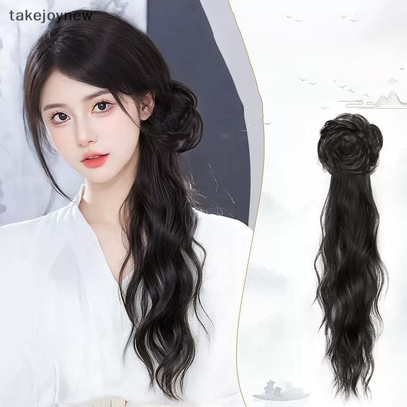 [takejoynew] วิกผมคลื่นถักผู้หญิงสไตล์โบราณใหม่ Cheongsam อุปกรณ์ประกอบฉากภาพผมหางม้าต่ําม้วน ...