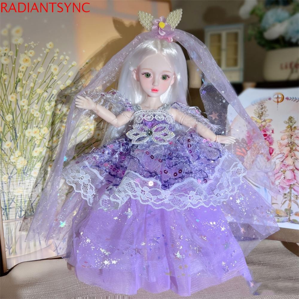 Radiantsync สาว DIY Dress Up ของเล่น, ผมยาวเคลื่อนย้ายได้ 30 ซม.ตุ๊กตาBJD,ที่มีสีสัน Jointed ...