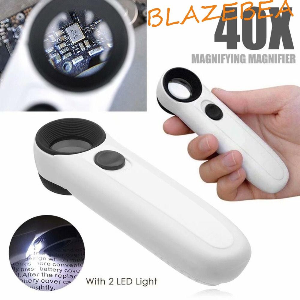 Blazebea แว่นขยาย, ไฟ LED Loupe แว่นขยายแบบใช้มือถือ, เลนส์ HD แบบพกพา 40X เครื่องประดับ ...