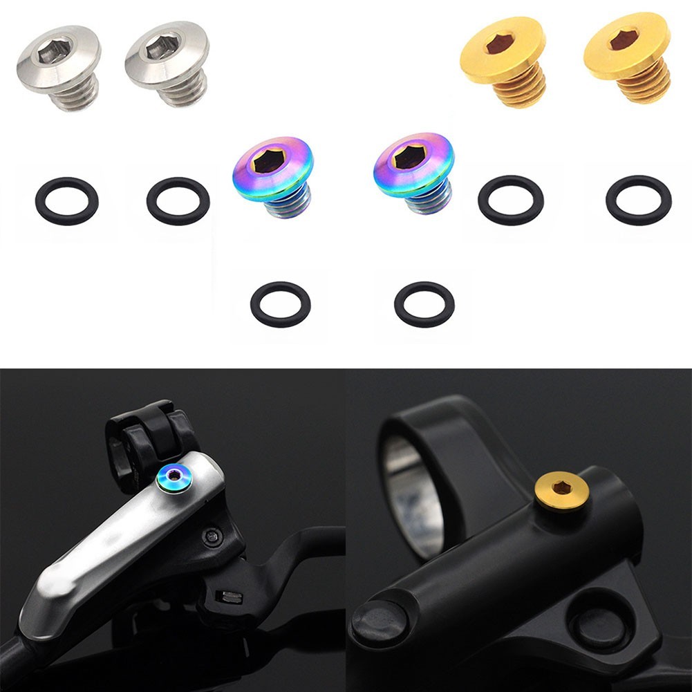 พรีเมี่ยม Ti Alloy จักรยาน Bleed Screw คู่ M5x5 มม.รวมทั้ง 2 O แหวน ...