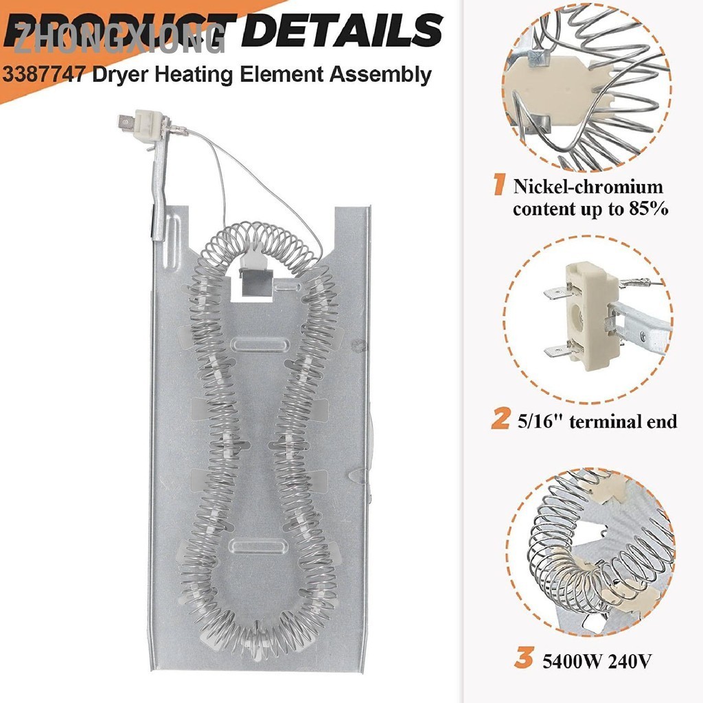 ZhongXiong เครื่องเป่าองค์ประกอบความร้อน 5400W W11344457 เครื่องอบแห้ง ...
