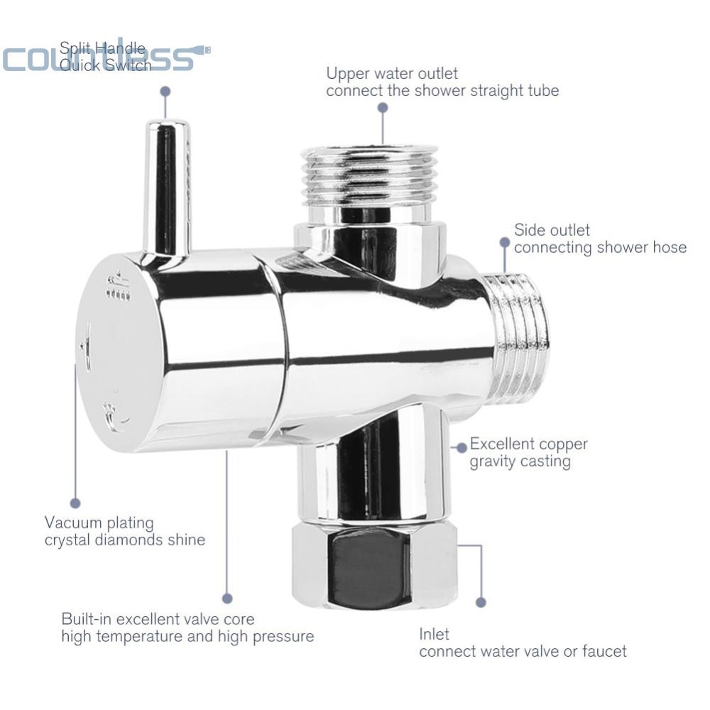 3 Way T-adapter Bath 1/2 หัวฝักบัว Arm Mount Valve Splitter Diverter ...