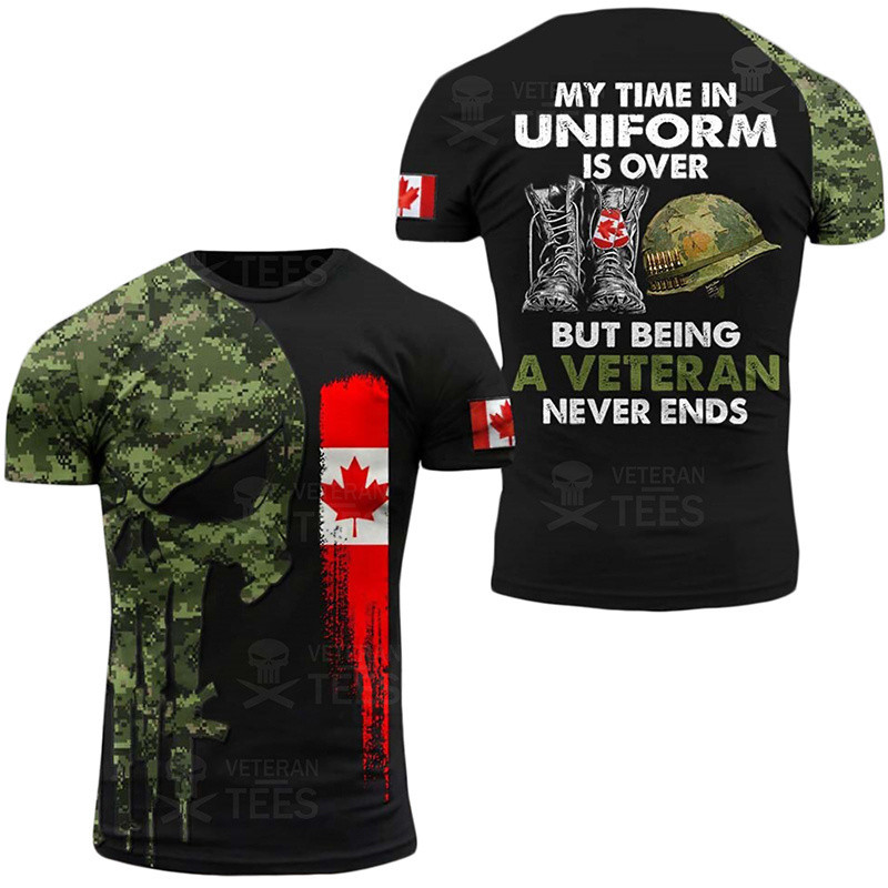 Canada Camouflage T เสื้อผู้ชาย ARMY VETERAN Combat Tops 3D ทหาร Camo ...