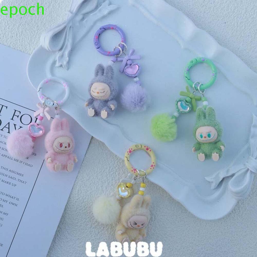 Epoch Lazy Yoga Labubu Doll, จี้ซิลิกาเจล Flocking Labubu Key Ring ...