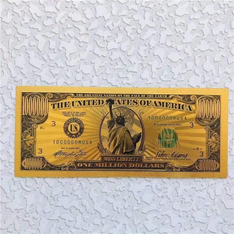 US $1 Million Commemorative Golden Foil Banknote Appreciation Item ...