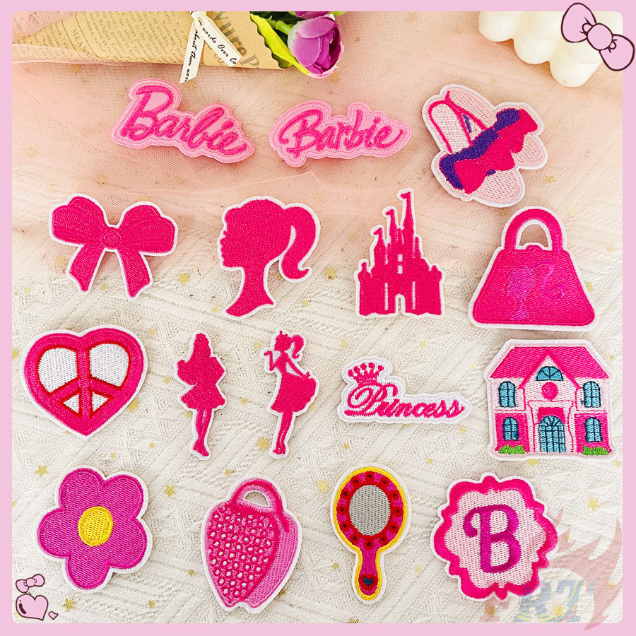 ☸ Pink Barbie Princess Iron-on Patches ☸ 1Pc DIY Embroidery Iron on Sew ...