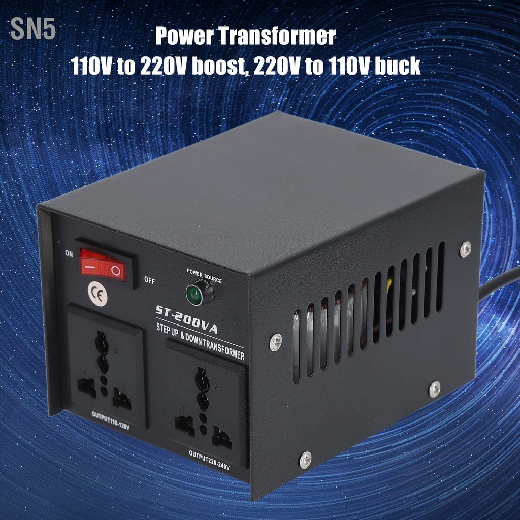 SN5 200W ตัวแปลงแรงดันไฟฟ้า Step Up Buck Transformer สำหรับอุปกรณ์ไฟฟ้า 110V-120V 220V-240V ...