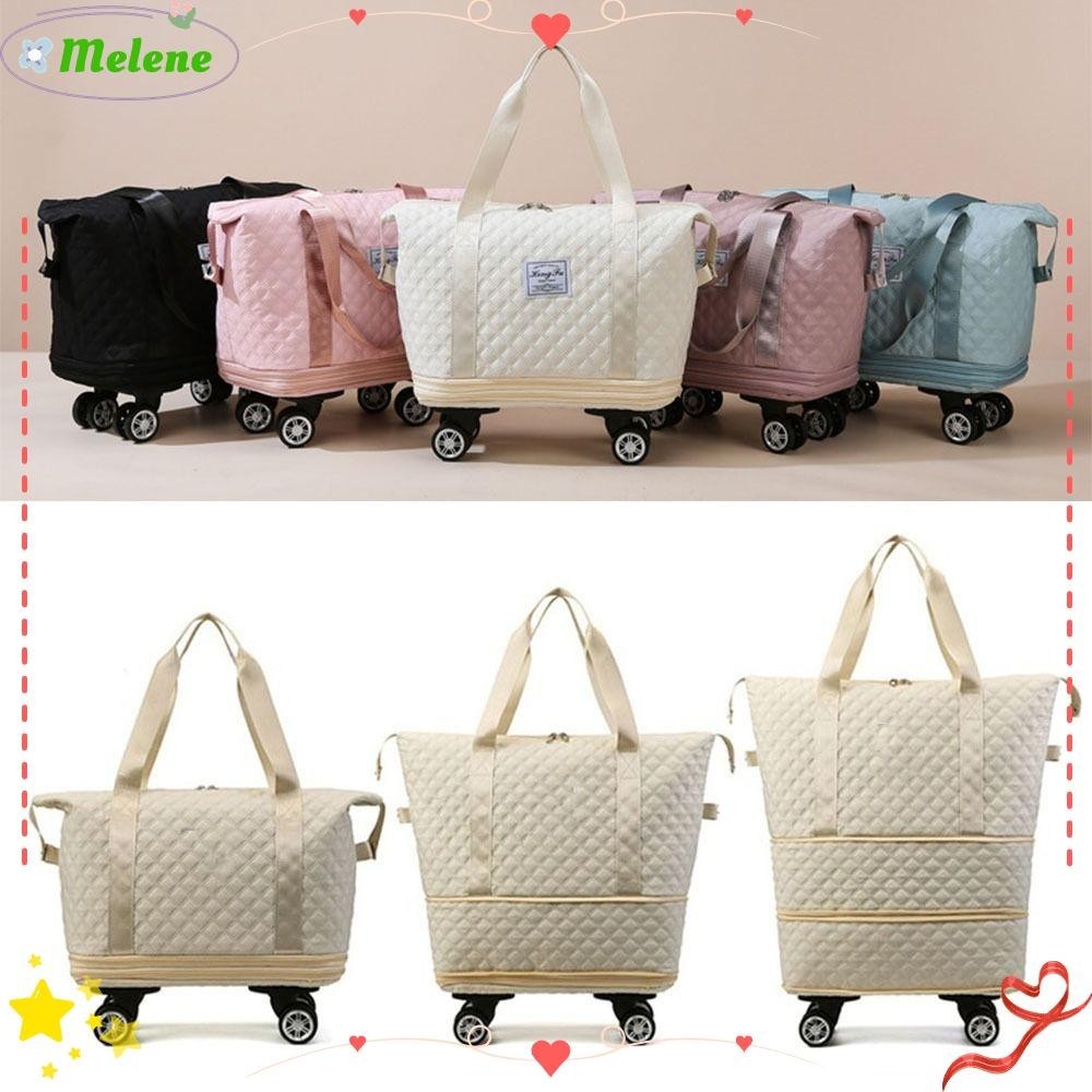 Melene กระเป๋าถือ กระเป๋าเดินทาง แบบล้อเลื่อน พับได้ ขยายได้ หลายช่อง ...