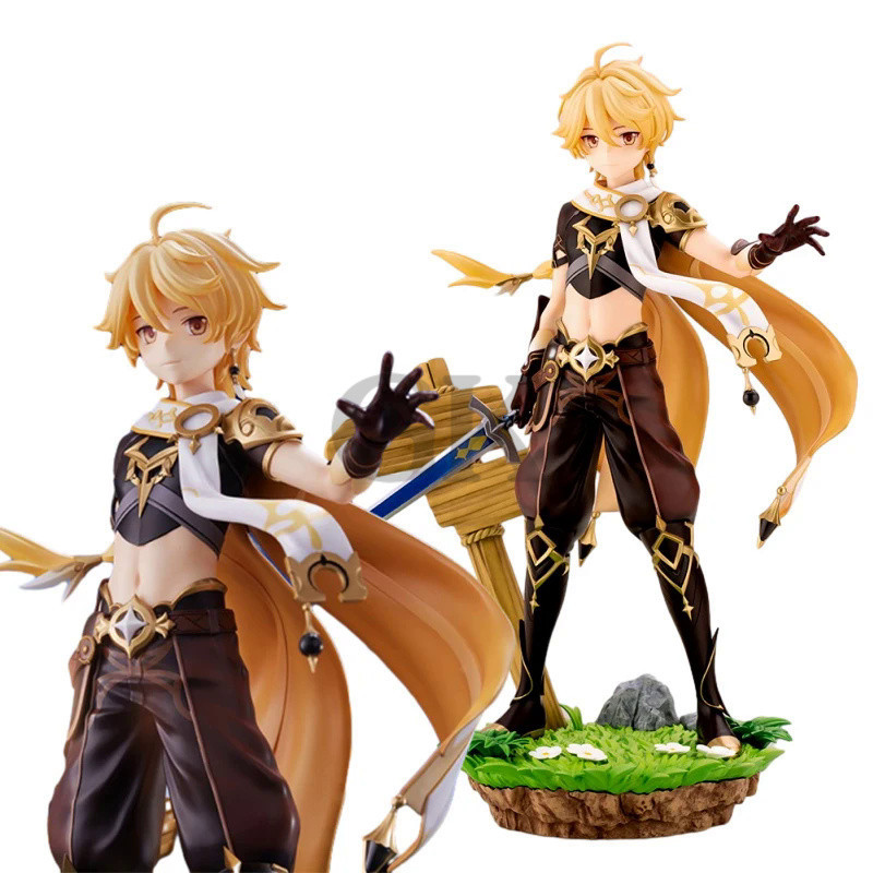 GK 20CM Anime Figure Genshin Impact Aether Barbara Standing Holding ...