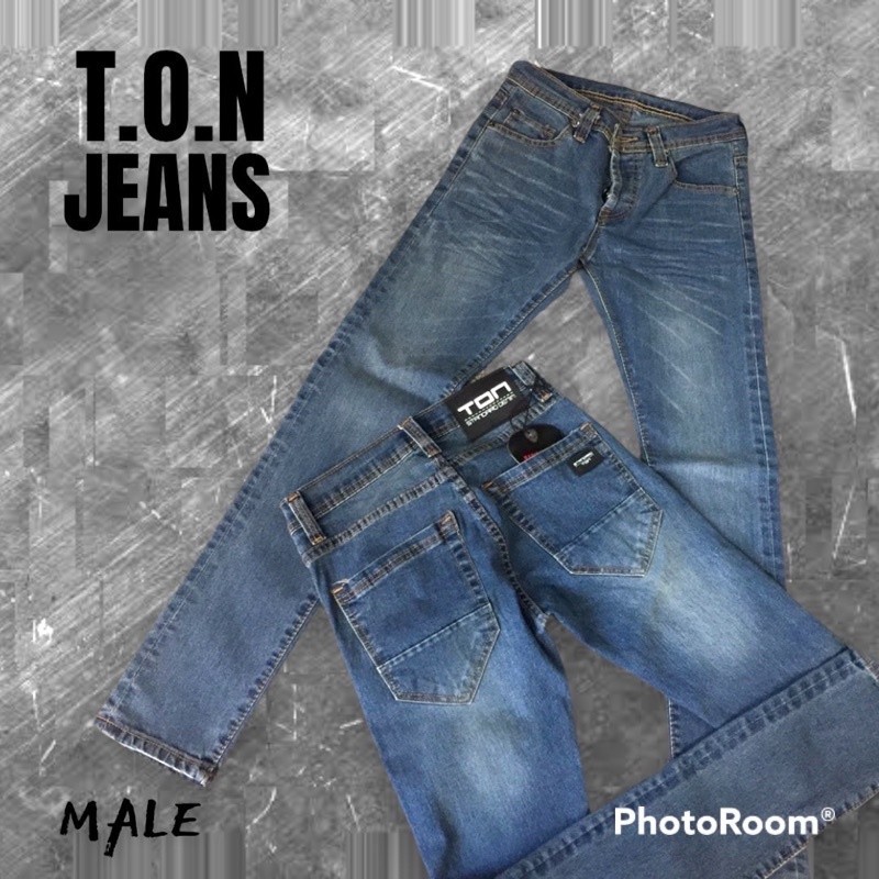 TON Jeans กาเกงยีนส์ขาเดฟฟอกซีดสีไม่ตก (ไม่ขาด)Ton | Shopee Thailand