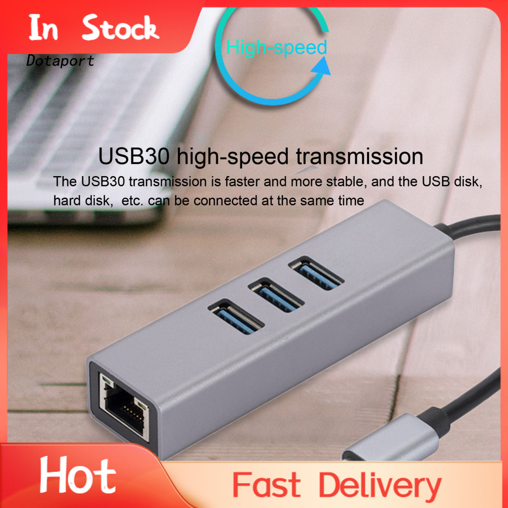 Kddt- แท่นขยาย ความเร็วสูง 1000Mbps 3 พอร์ต USB30 Type-C เป็น Rj45 ...
