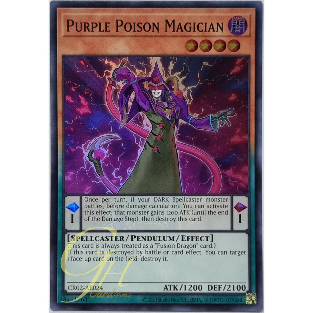 Yugioh [CR02-AE024] Purple Poison Magician (Super Rare) | Shopee Thailand
