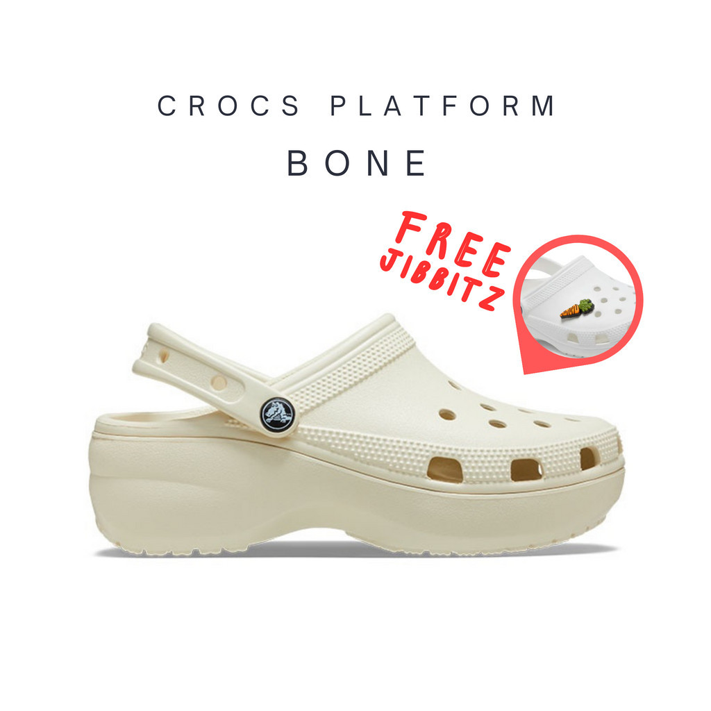 ⭐ Free Jibbitz™ x2ตัว ⭐ [พร้อมส่ง] Crocs Classic Platform Clog Women Bone 206750-2Y2 | Shopee ...