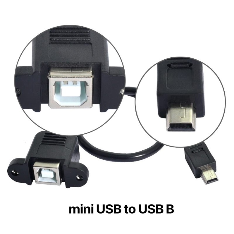 Dark Mini USB to USB B ชายหญิง Extension Data Cable Panel Mount ...