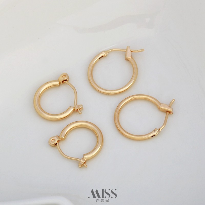ต่างหู diy 14K Gold-clad สี-รักษาวงกลมหนา Handmade | Shopee Thailand