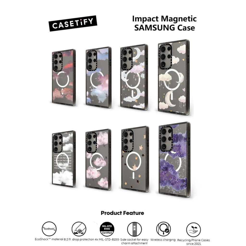 CASETiFY X Starlit sky แม่เหล็กดูด Black Edge Clear Samsung Galaxy S22 S23 S24 S25 Ultra Plus ...