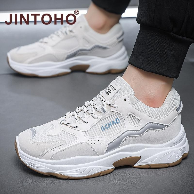 Jintoho Low Cost รองเท้าผ้าใบลําลองผู้ชายสีขาวแฟชั่นพื้นยางสไตล์ ...