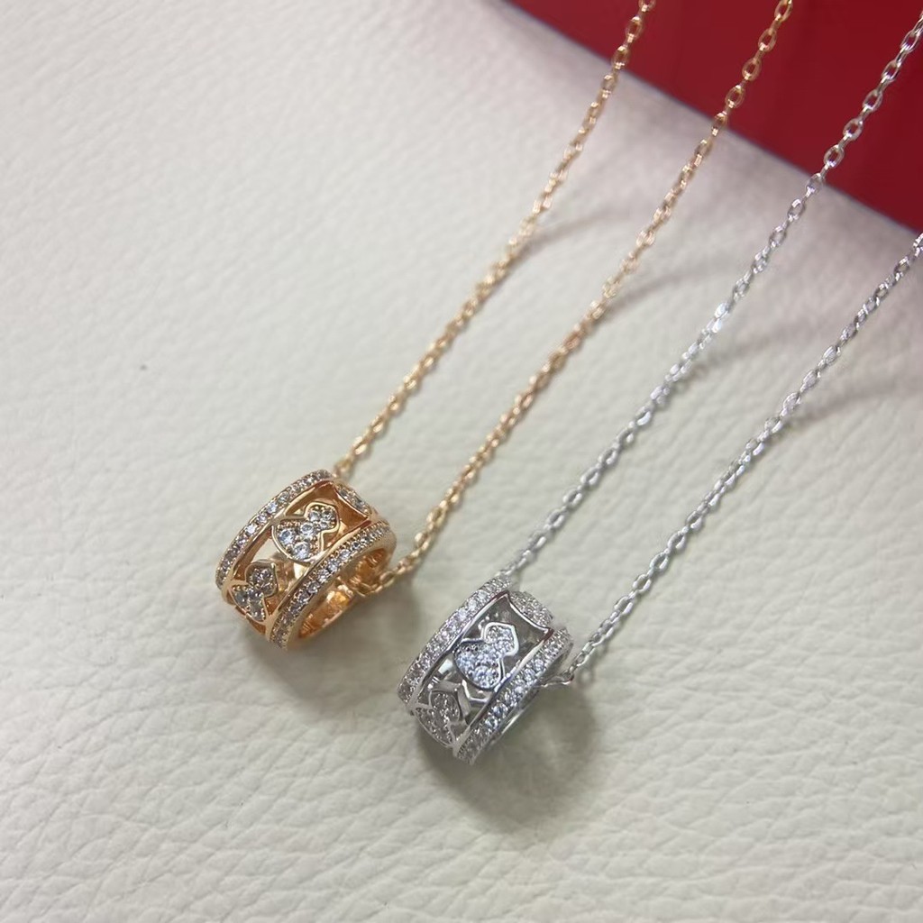 สินค้าใหม่ V Gold Hollow Full Diamond Gourd สร้อยคอผู้หญิง Rose Gold ...