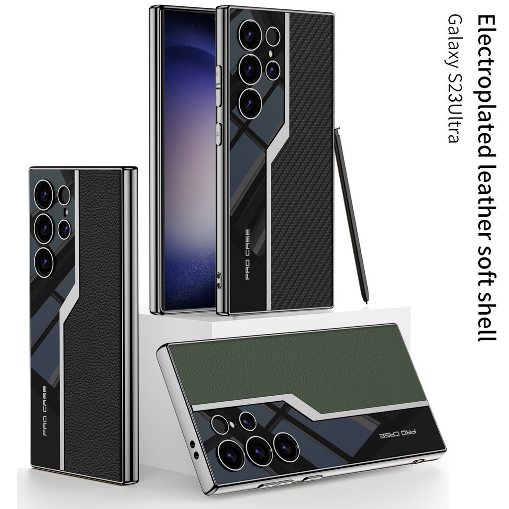 หรูหรากันชน Electroplated สําหรับ Samsung Galaxy S24 Ultra S23U S25U หนังชุบ S24U S25Ultra ...