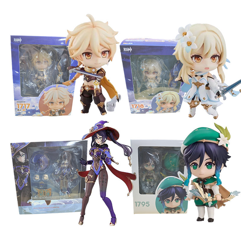 Genshin Impact Nendoroid Aether 1717 Lumine 1718 Venti 1795 Articulado Figma Mona 548 โมเดลฟิกเก ...