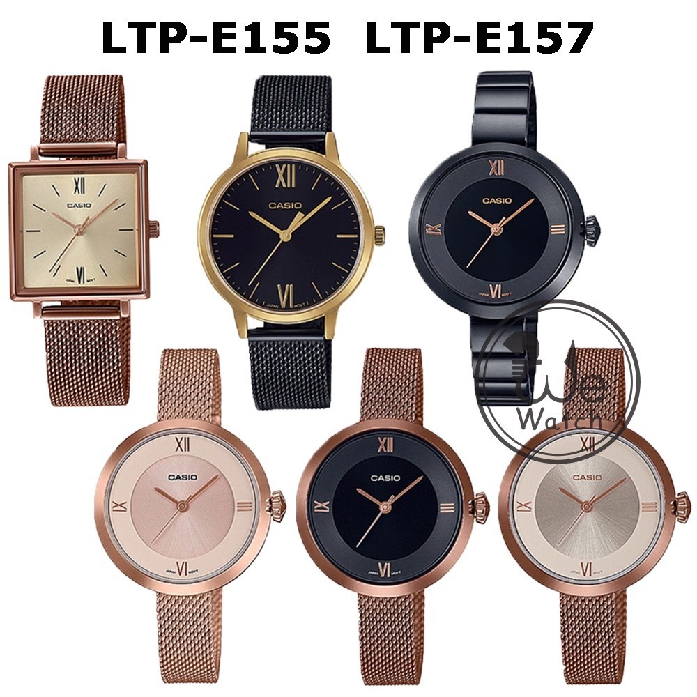 นาฬิกาผู้หญิงเกาหลี CASIO รุ่น LTP-E154 LTP-E155 LTP-E157 นาฬิกาข้อมือผู้หญิง สายสแตนเลส ประกัน1 ...