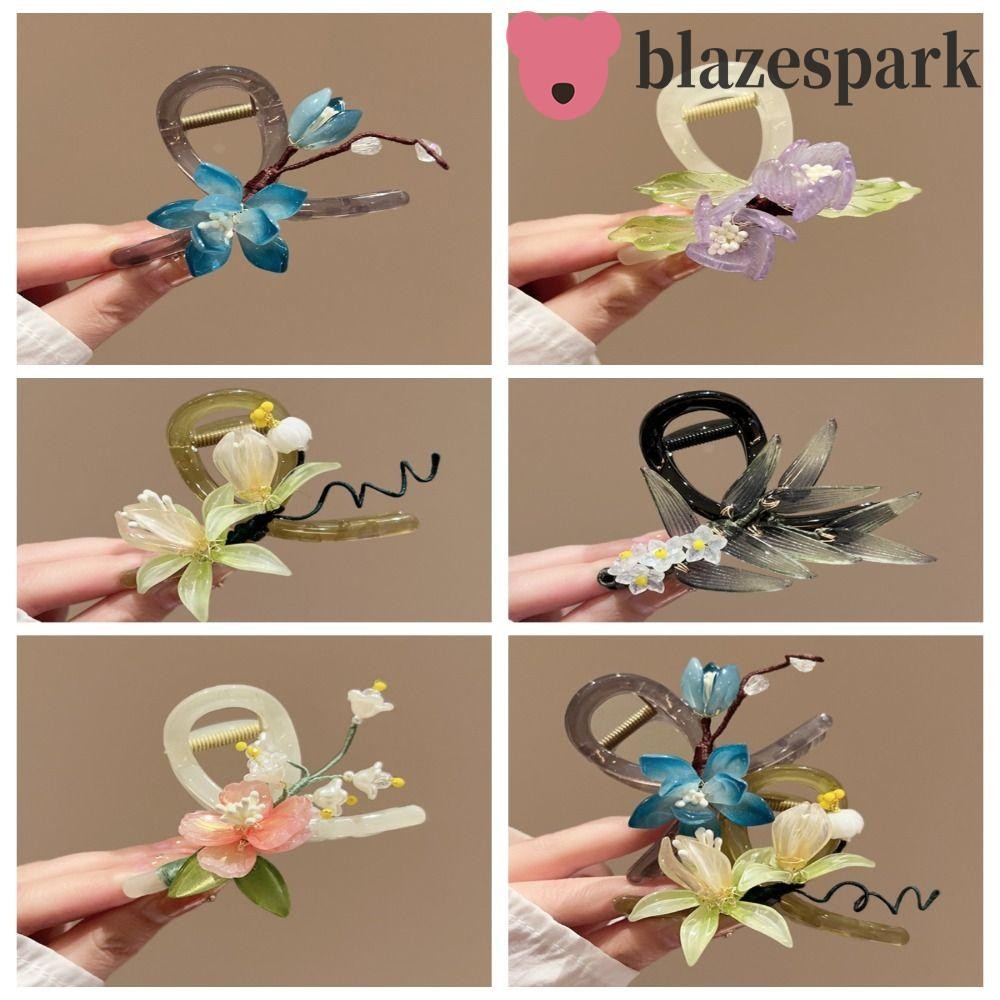 Blazespark สไตล์จีนผมจับ,ผู้ถือผมหางม้าอะคริลิคHanfuผมปูคลิป,เครื่องประดับผมขนาดเล็กดอกไม้จับผม ...
