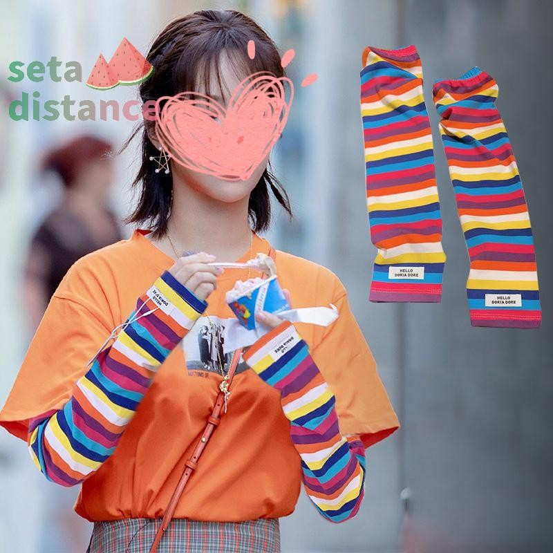 [Setad] ปลอกแขนน้ําแข็งลายทางฤดูร้อน, ปลอกแขนระบายความร้อนแบบยาว, ปลอก ...
