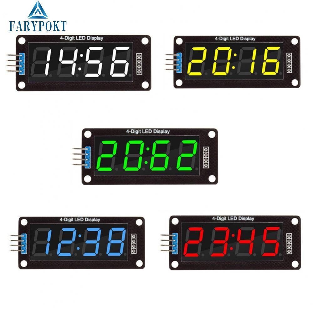 นาฬิกา LED ดิจิตอลไดร์เวอร์ IC สีเขียวสีแดง TM1637 RGB 4-Bits สีขาว 0. ...