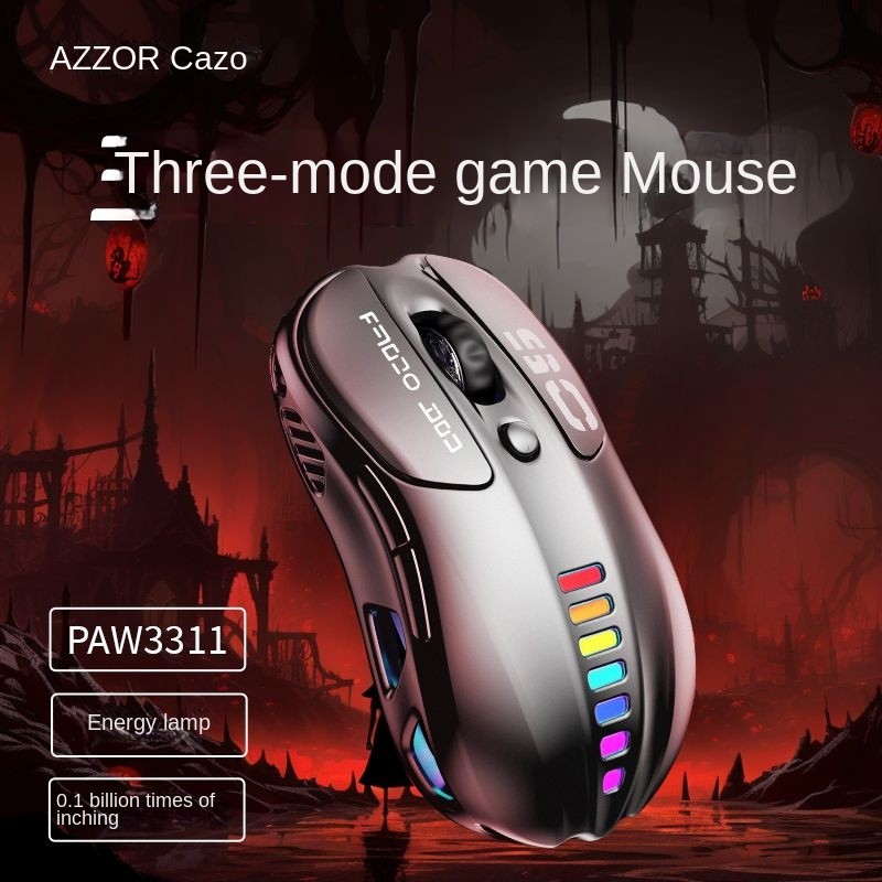 Azzor AZ57 เมาส์ไร้สายบลูทูธ/แบบมีสายสามโหมดเกมมาโครแบบชาร์จไฟได้อายุการใช้งานแบตเตอรี่ยาวนาน ...