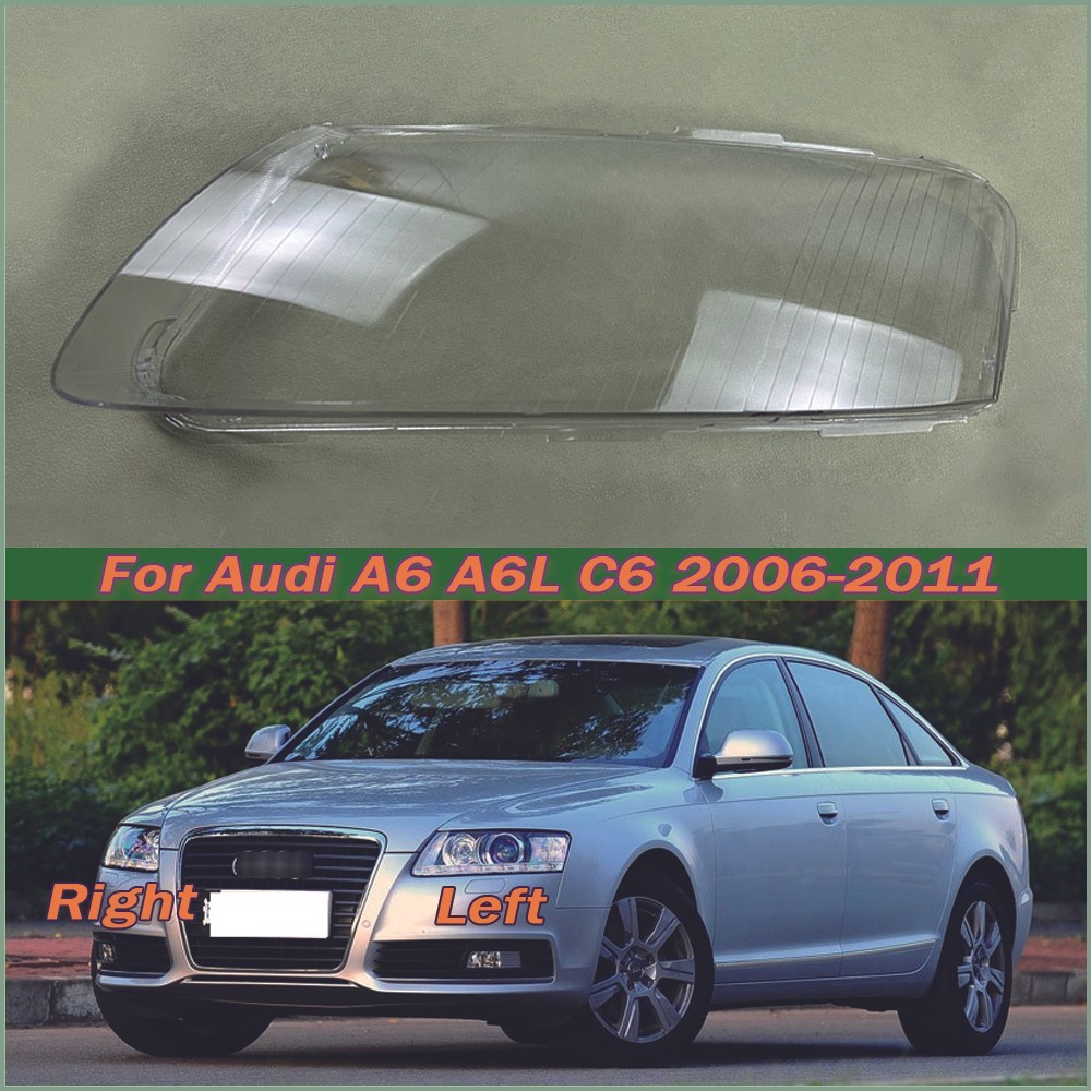สําหรับ Audi A6 A6L C6 2006 2007 2008 2009 2010 2011 ฝาครอบไฟหน้า Shade ไฟหน้าโปร่งใสโคมไฟเลนส์ ...