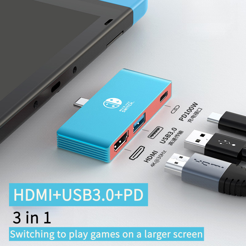 Typec ถึง HDMI 3-in-1 USB C ประเภท C Hub Adapter สำหรับ Nintendo Switch OLED Dock TV 4K USB3.0 ...
