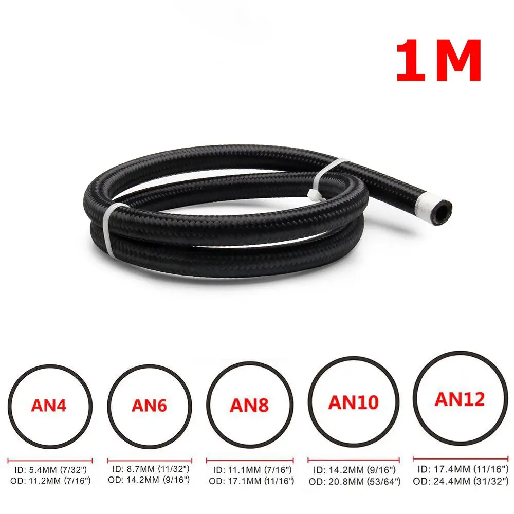ท่อน้ํามันเชื้อเพลิง ท่อแก๊สคูลเลอร์ สายท่อไนล่อนถัก ยาง CPE ด้านใน AN4 AN6 AN8 AN10 AN12 1 เมตร ...