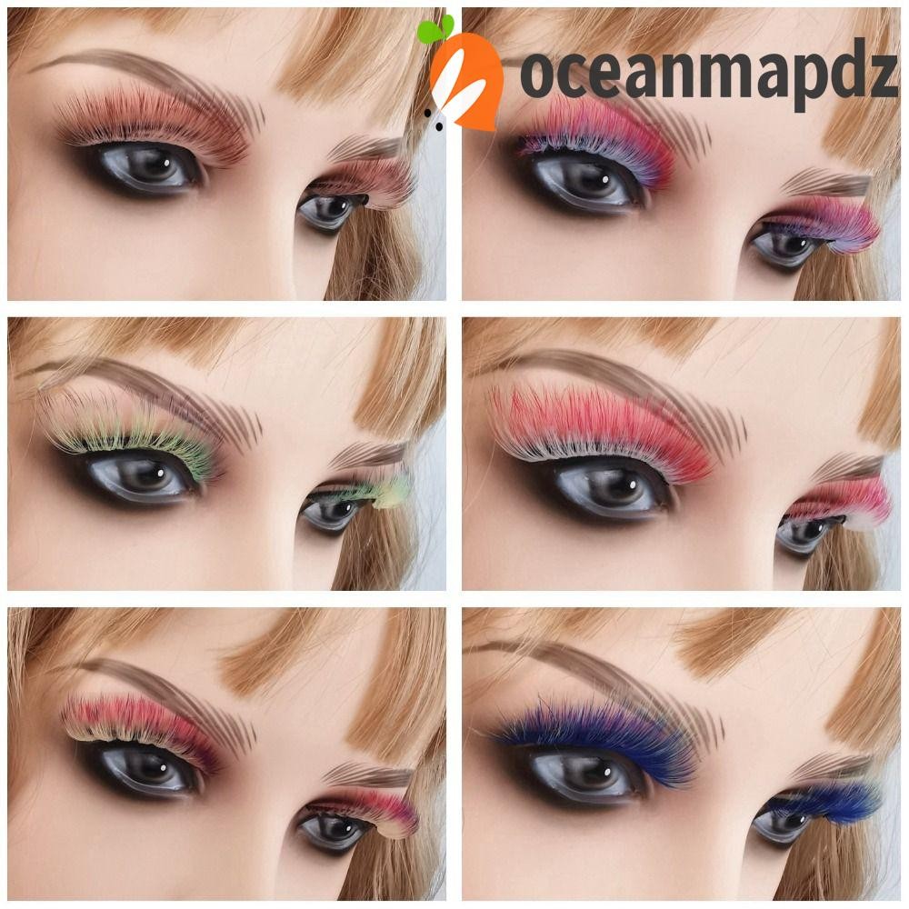 Oceanmapdz ขนตาปลอมสี, ขนตาปลอมไล่โทนสี 3D, Exaggerate สีสัน Soft Curl มังงะขนตาปลอมปาร์ตี้ ...