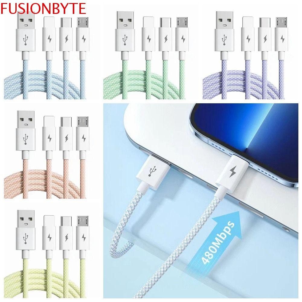 Fusionbyte สายเคเบิลข้อมูลโทรศัพท์ 3 in 1, Micro USB/ Type C/ 66W 3 in 1 Fast สายชาร์จ, สายชาร์จ ...