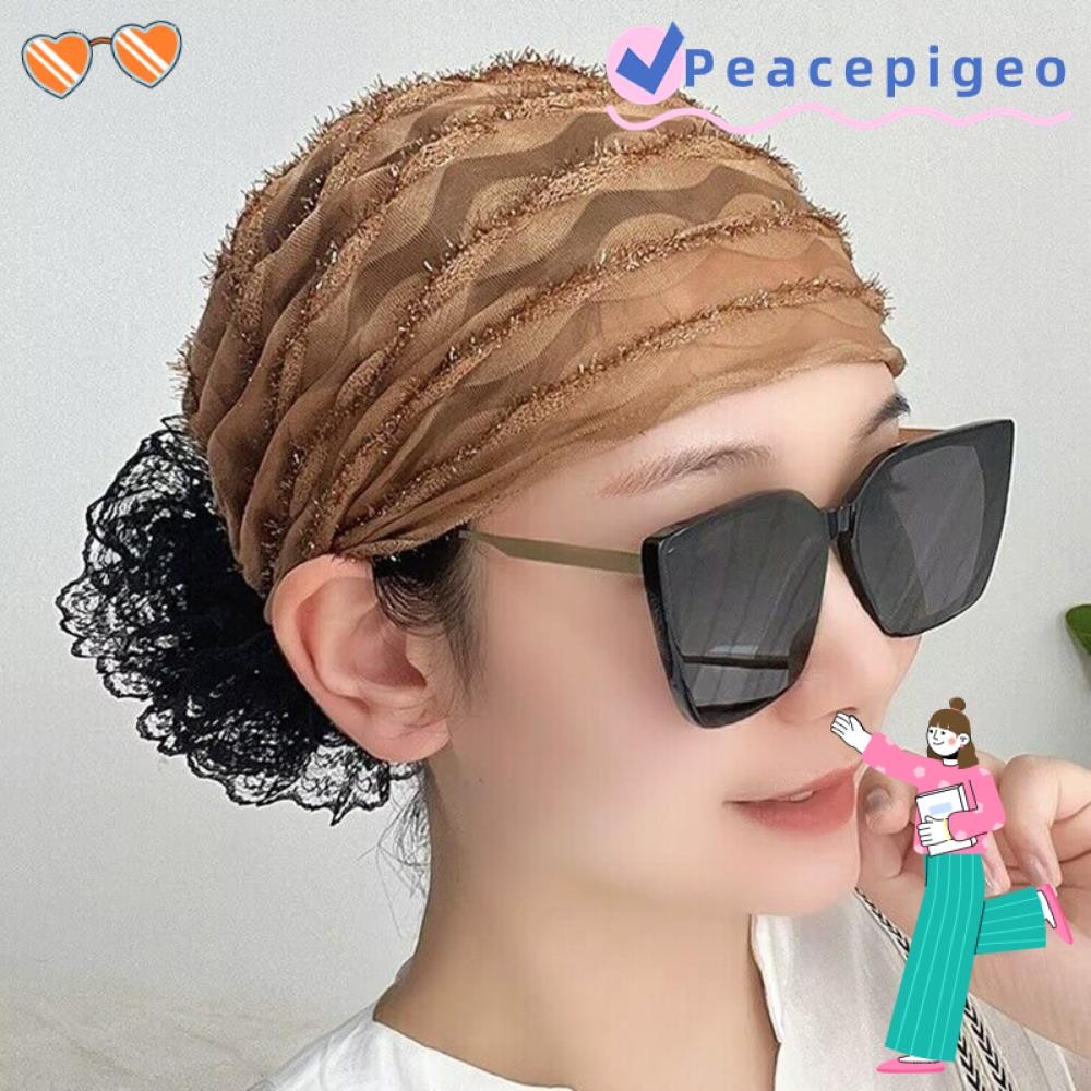 Peacepigeo หมวกคาดศีรษะ,ผ้าโพกหัวปักลูกไม้อินเทรนด์,ขายร้อนปกผมสีขาวเต็มปกยืดหยุ่นหมวกหลังคลอด ...
